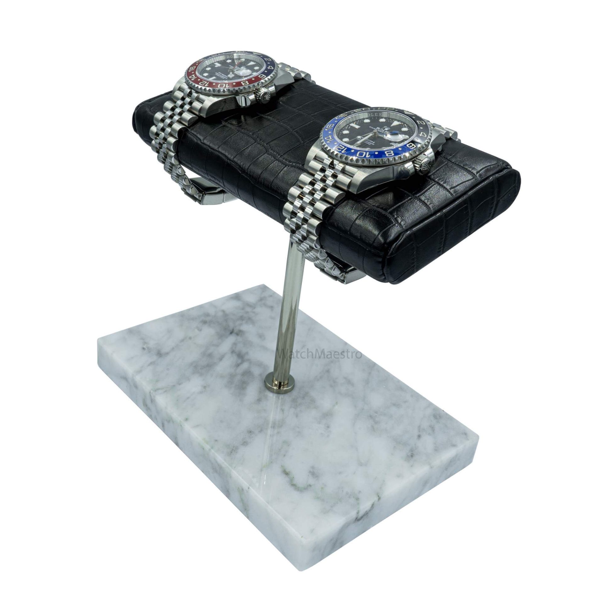 Watch Stand Double with Leather Cushion - WatchMaestro